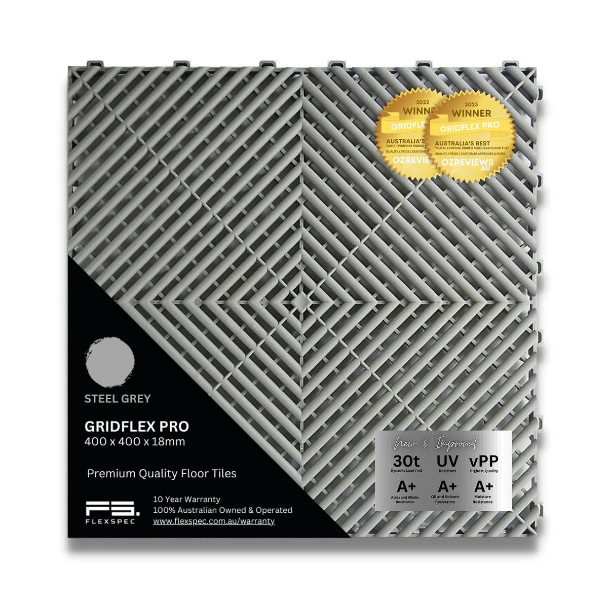 FlexSpec GridFlex Pro Floor Tile 400x400x18mm – The Detail Store