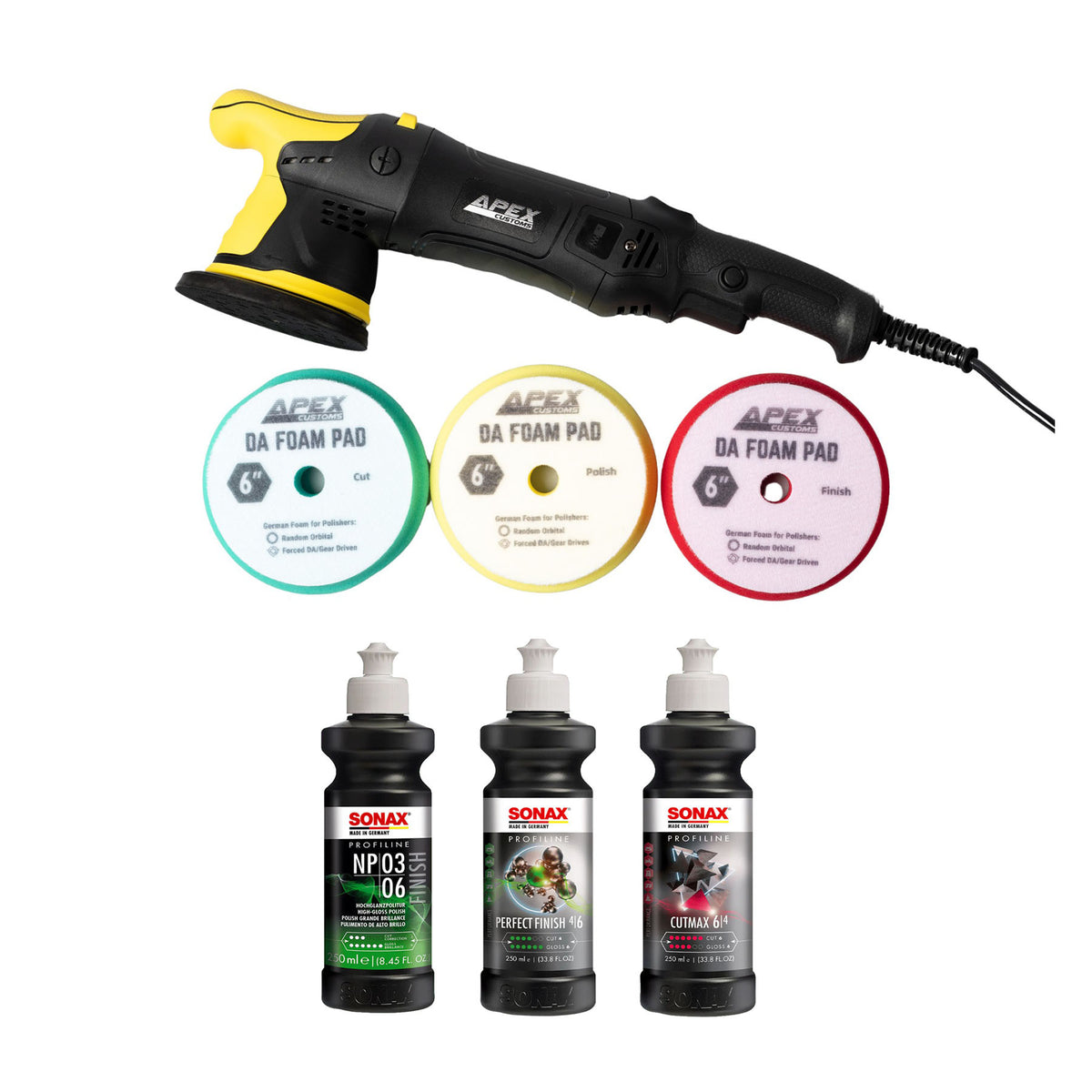 Apex Customs Sensei Pro 15mm DA Polisher - Pads and Compounds Pack (PR ...